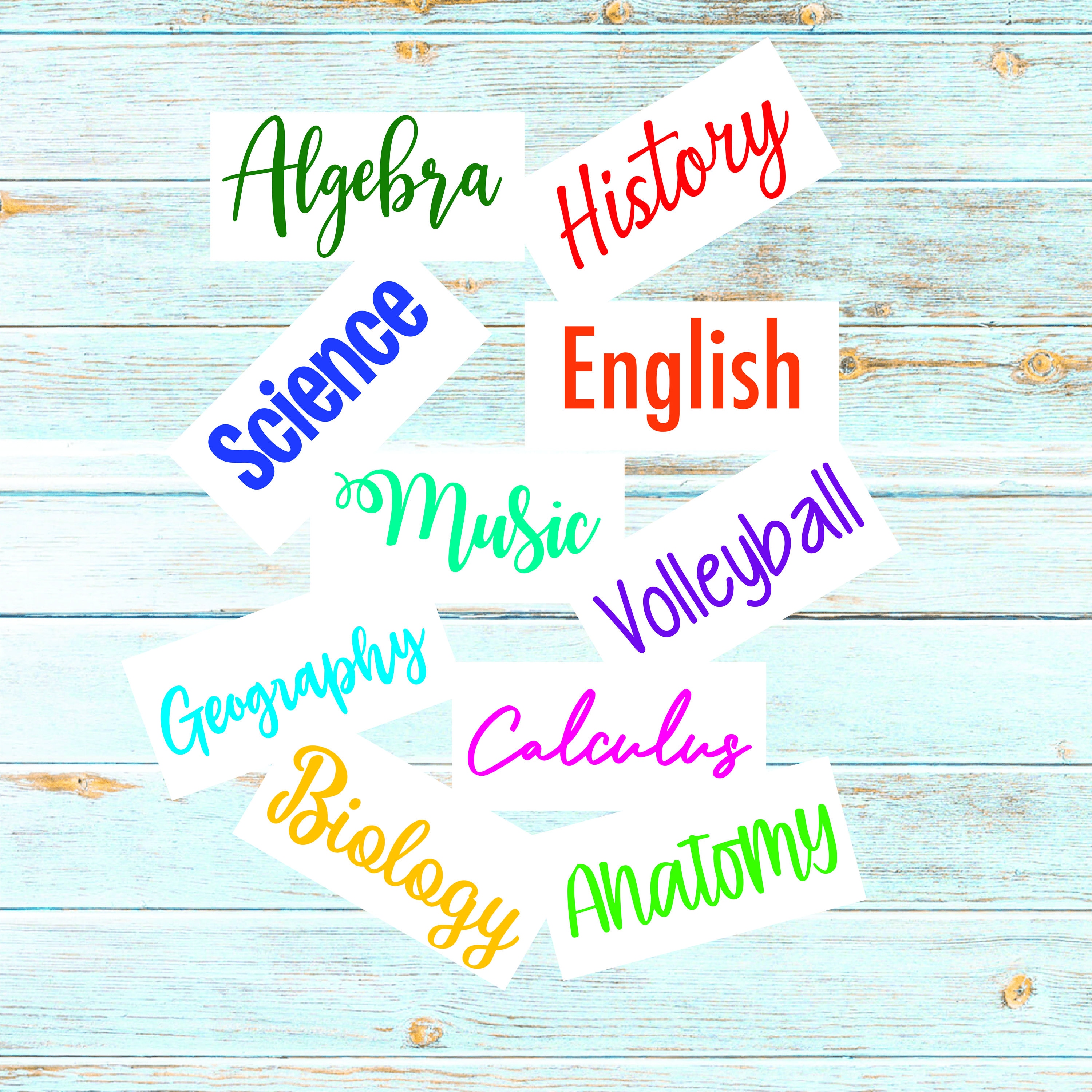 School Subject Decal, School Sticker, Custom Stickers, Subject Decals ...