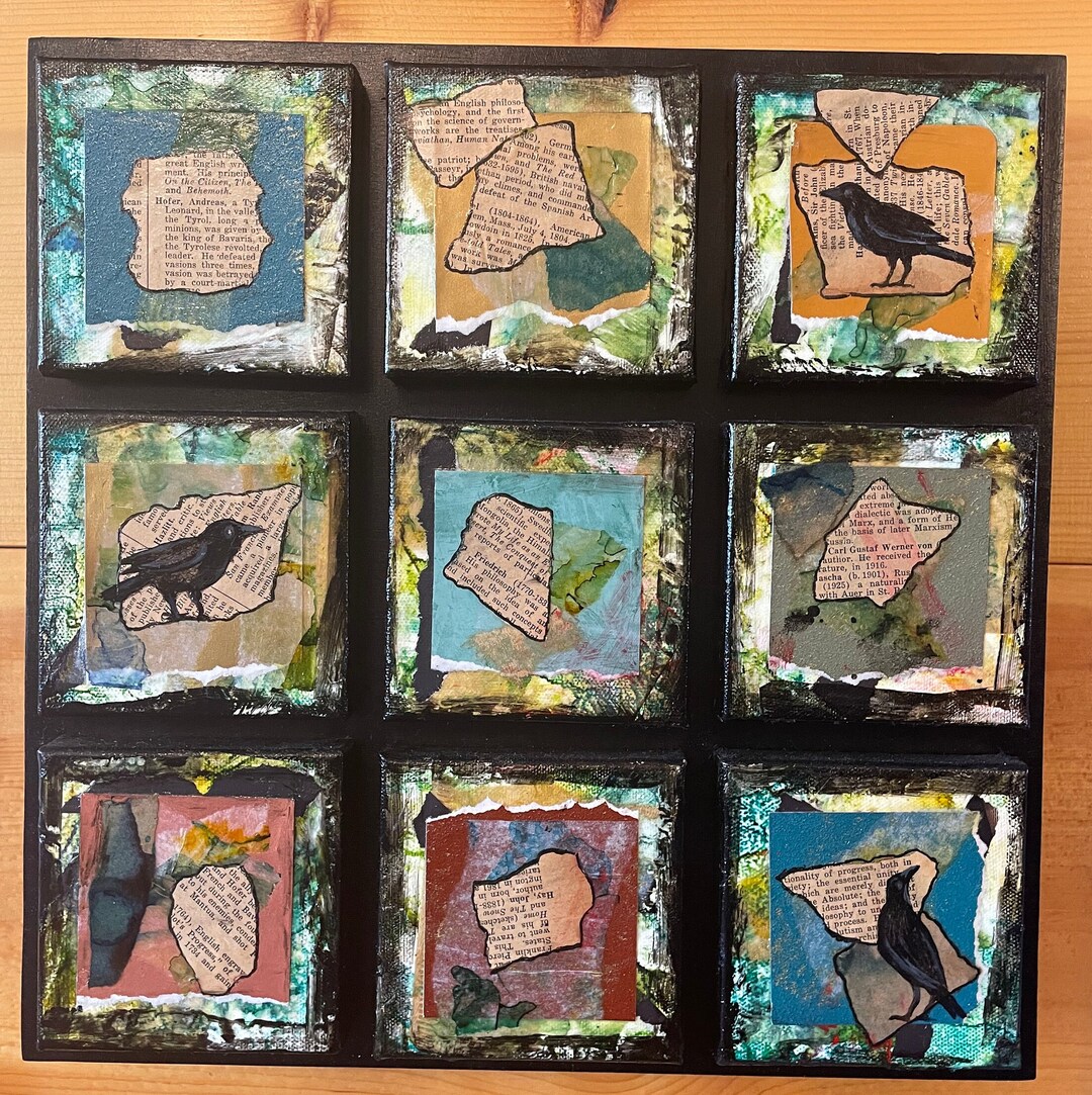 Three Little Crows - Mixed Media Collage - Etsy
