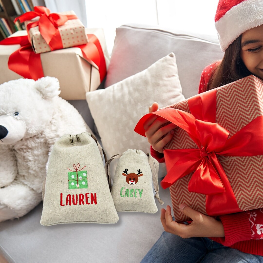 Personalized Christmas Gift Bags Small Drawstring Bags - Etsy