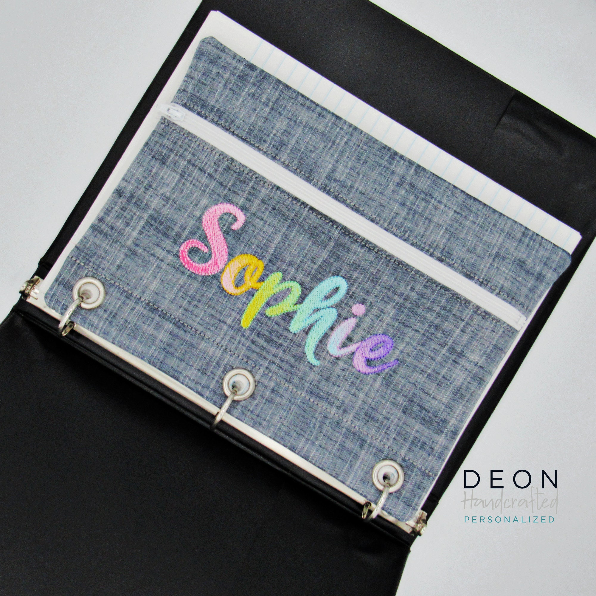 Personalized Pencil Pouch Rainbow Name 3 Ring Binder Pouch | Etsy