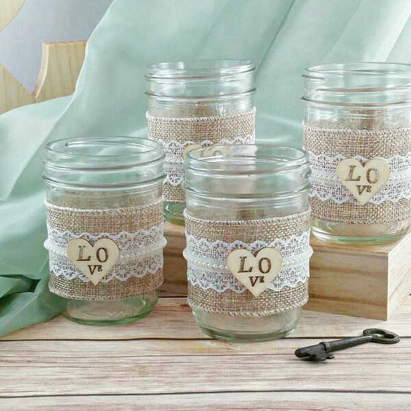 Burlap and Mason Jar - Etsy