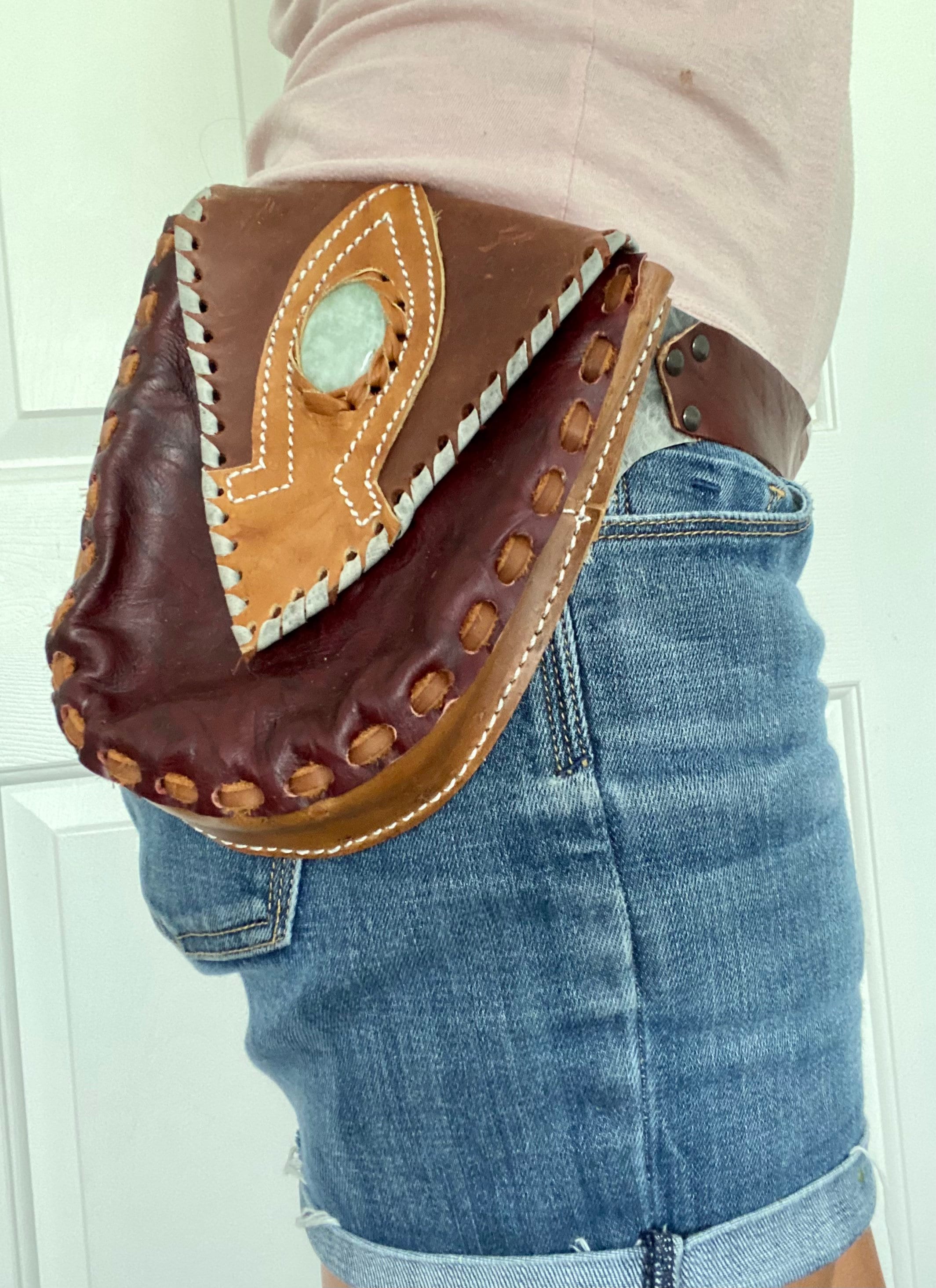 Artisanal Leather Fannypack, Double Color Leather Belt Bag, Leather ...