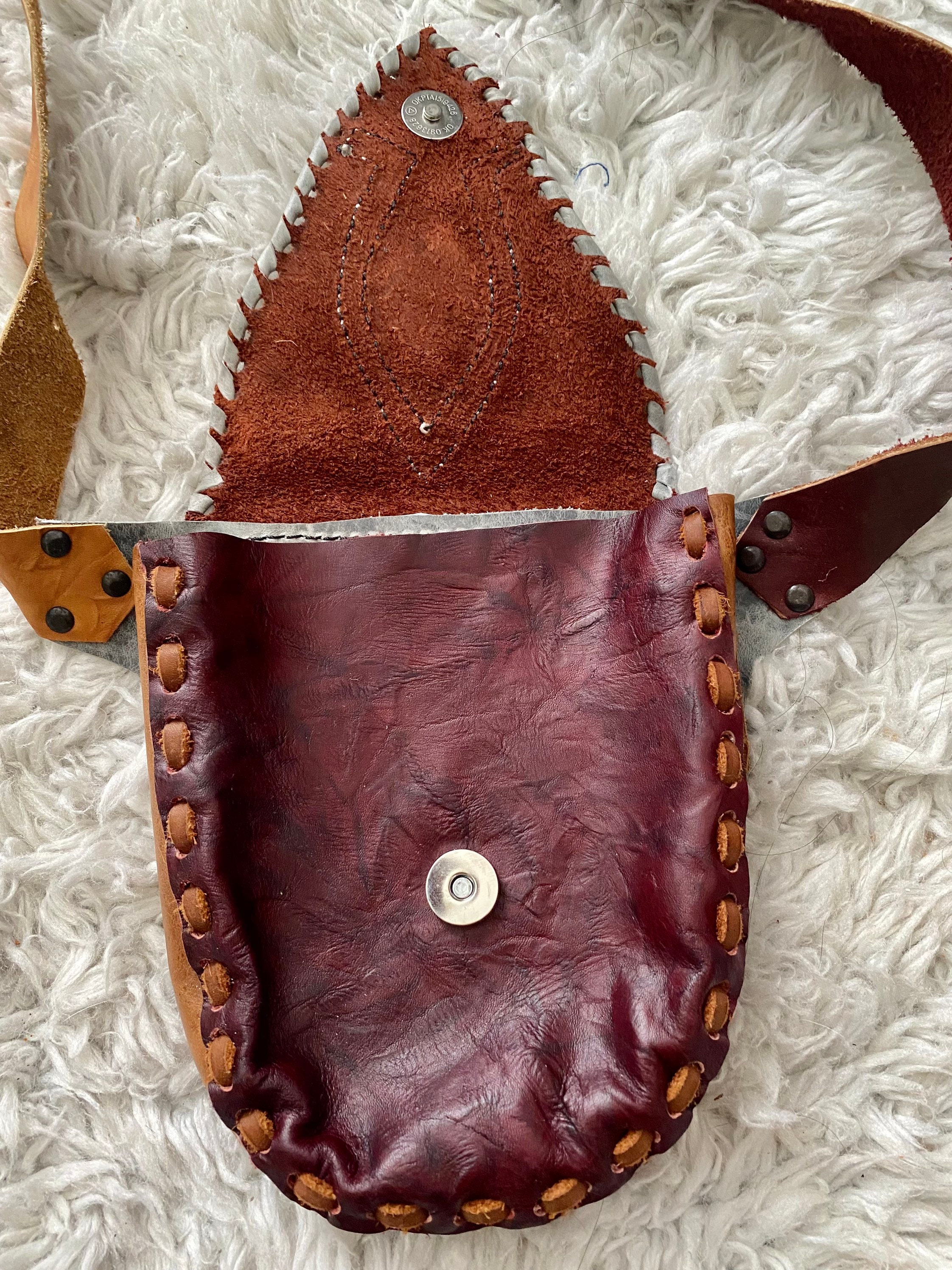 Artisanal Leather Fannypack, Double Color Leather Belt Bag, Leather ...