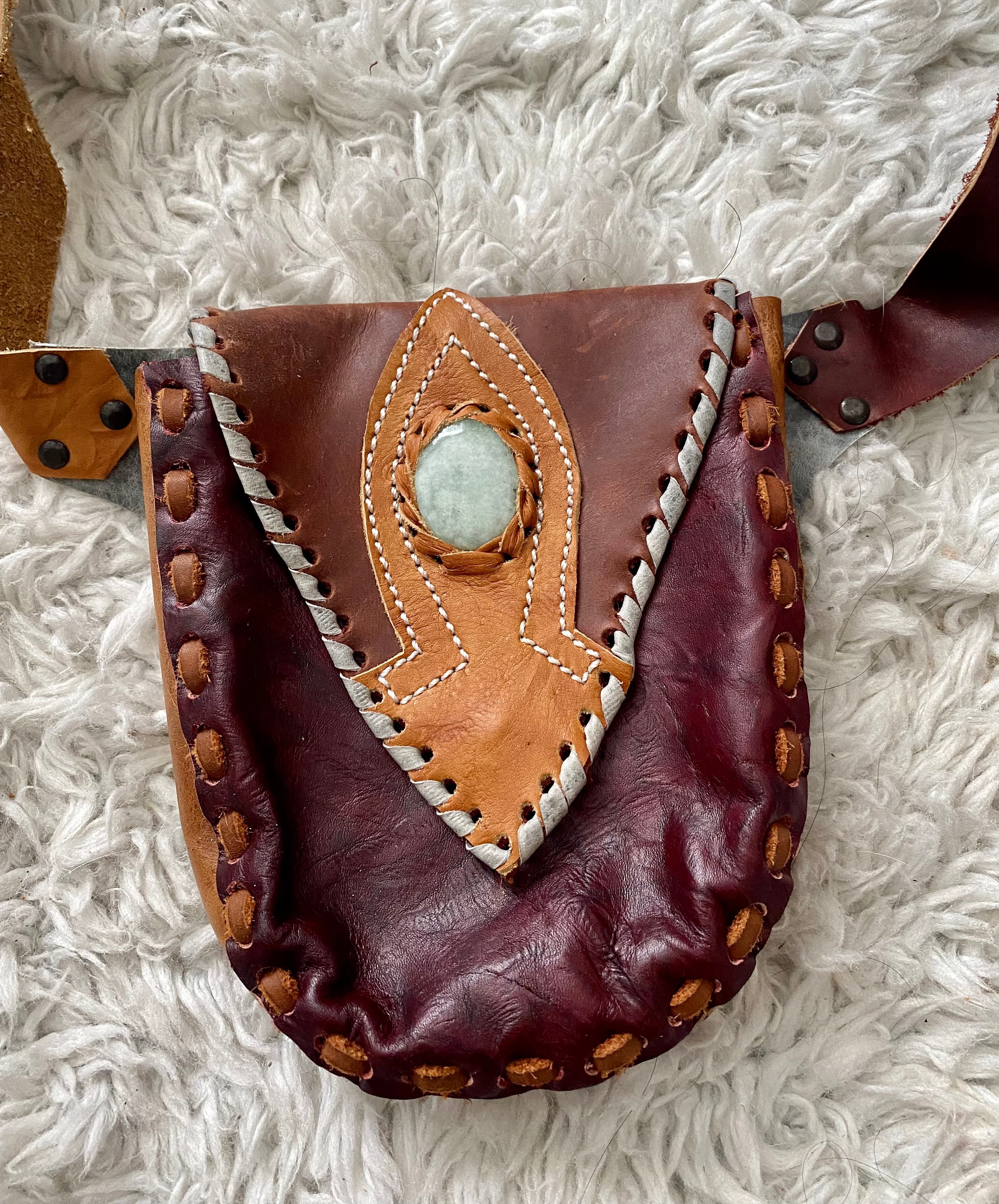 Artisanal Leather Fannypack, Double Color Leather Belt Bag, Leather ...