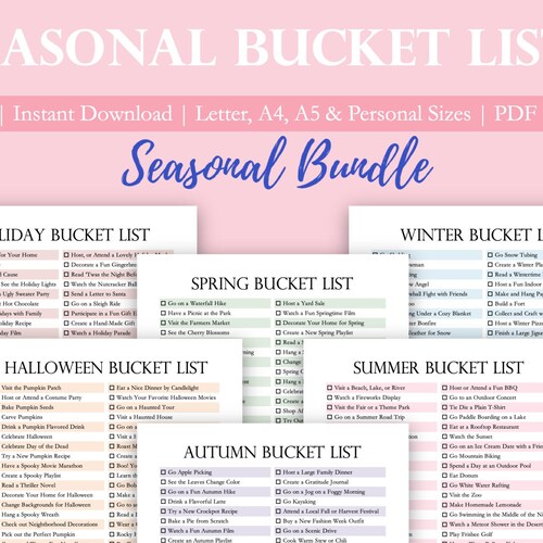 Seasonal Bucket List Printable Bundle Holiday Planner | Etsy