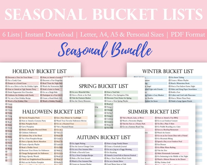 Seasonal Bucket List Printable Bundle | Holiday Planner | Winter ...