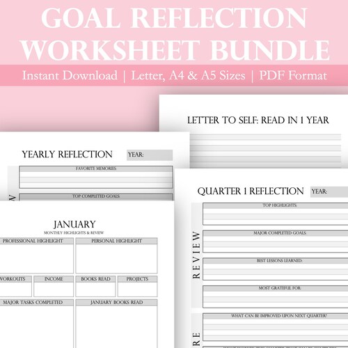 Monthly Goals Printable Bundle Digital Goal Planner - Etsy