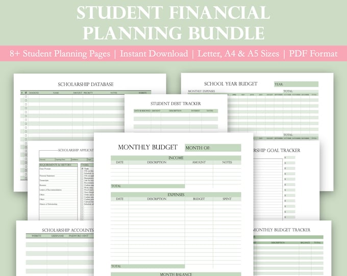 Student Financial Printable Bundle Financial Planner - Etsy