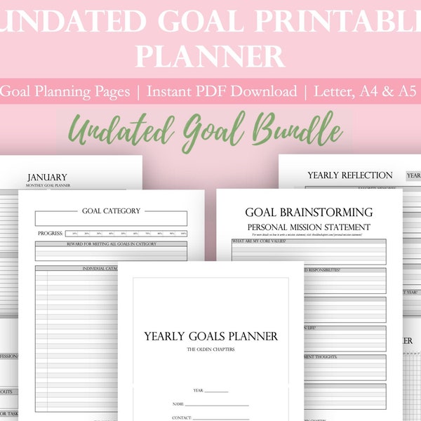 Quarter 2 Goal Printable Bundle Quarterly Goal Planner Digital Goal ...