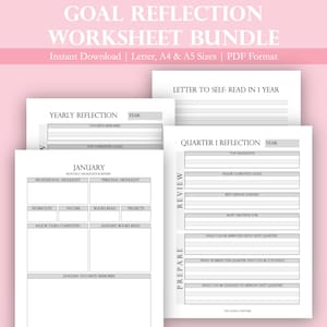 Goal Reflection Worksheet Printable Bundle | Goal Worksheet | Digital ...