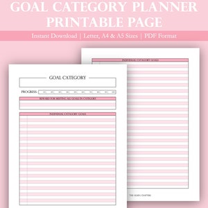 Goal Category Planner Printable Page | Goal Printable | Goal Setting ...