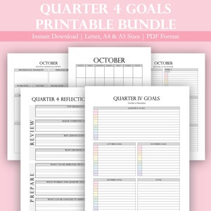 Quarter 4 Goal Printable Bundle | Quarterly Goal Planner | Digital Goal ...
