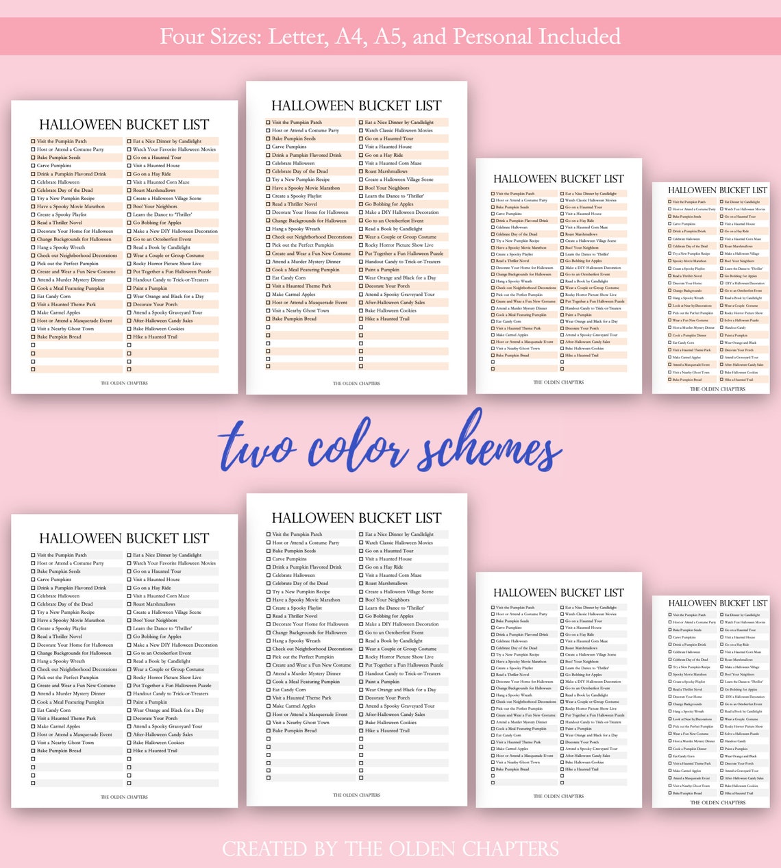 Halloween Bucket List Printable October Activities List - Etsy