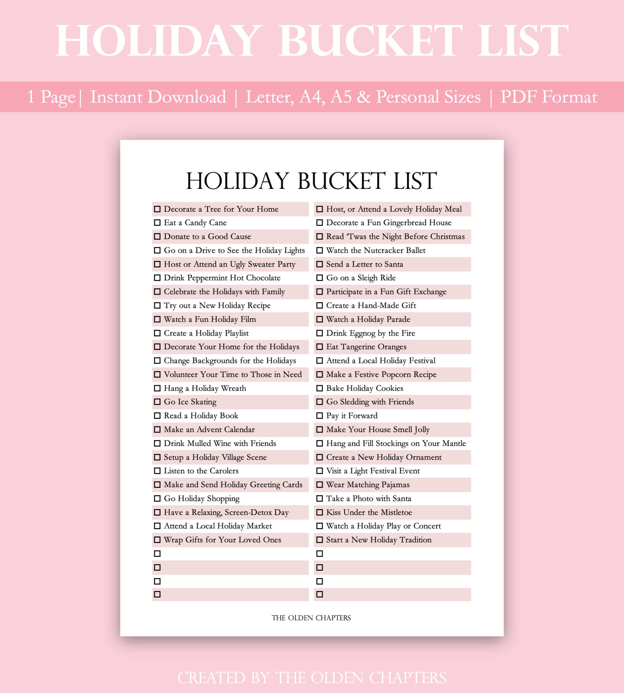 Holiday Bucket List Printable | Christmas Activities List | Family ...