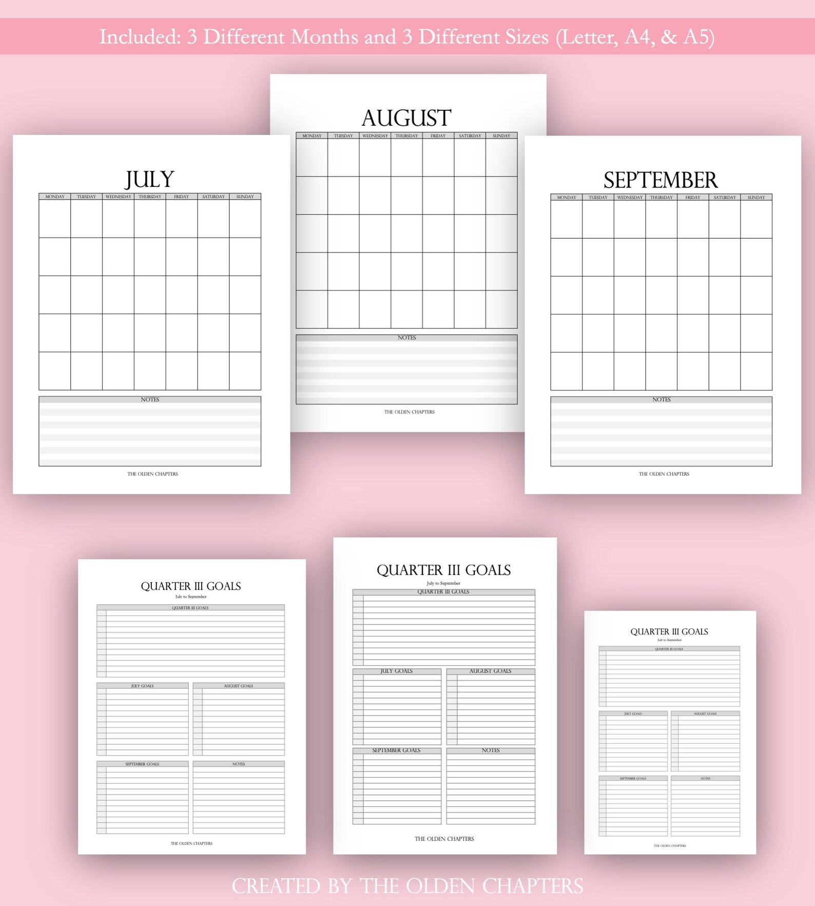 Quarter 3 Goal Printable Bundle | Quarterly Goal Planner | Digital Goal ...