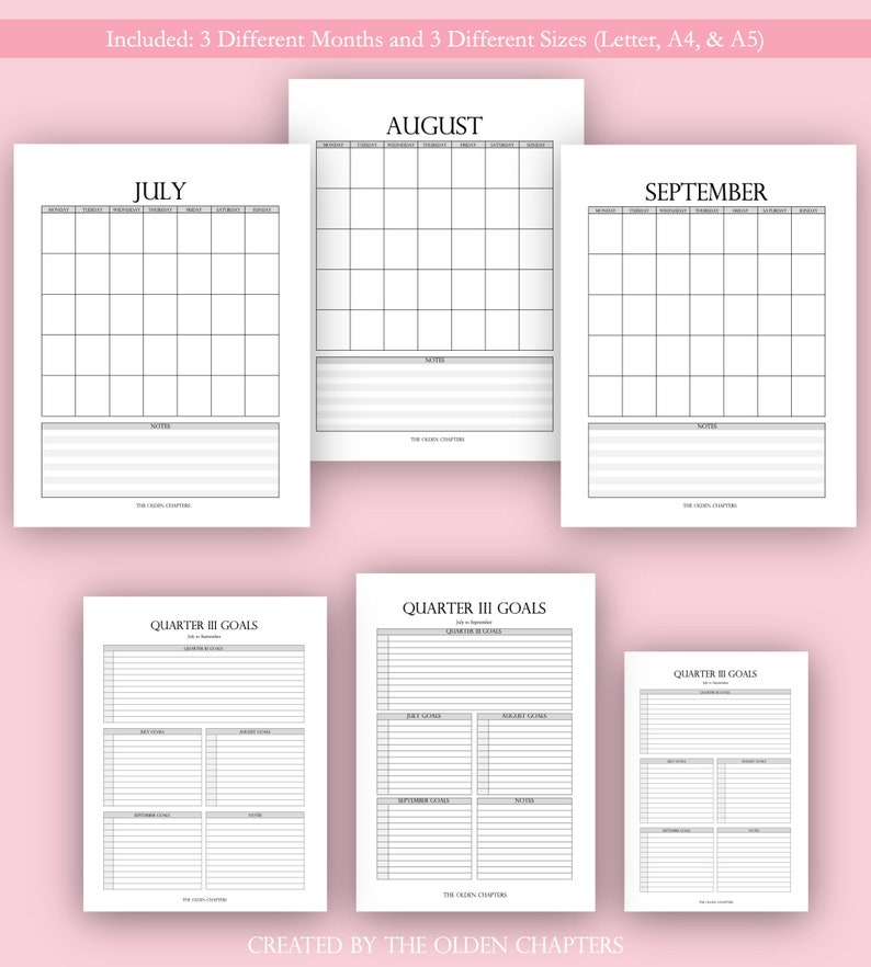 Quarter 3 Goal Printable Bundle | Quarterly Goal Planner | Digital Goal ...