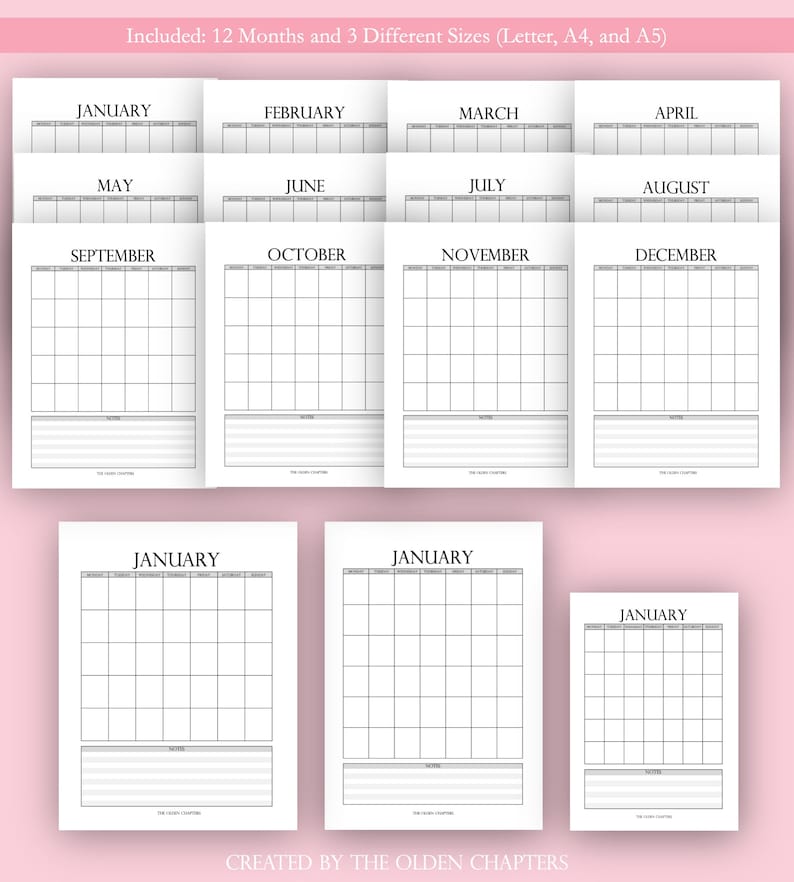 Undated Month on One Page Printable Calendar | Monthly Calendar ...