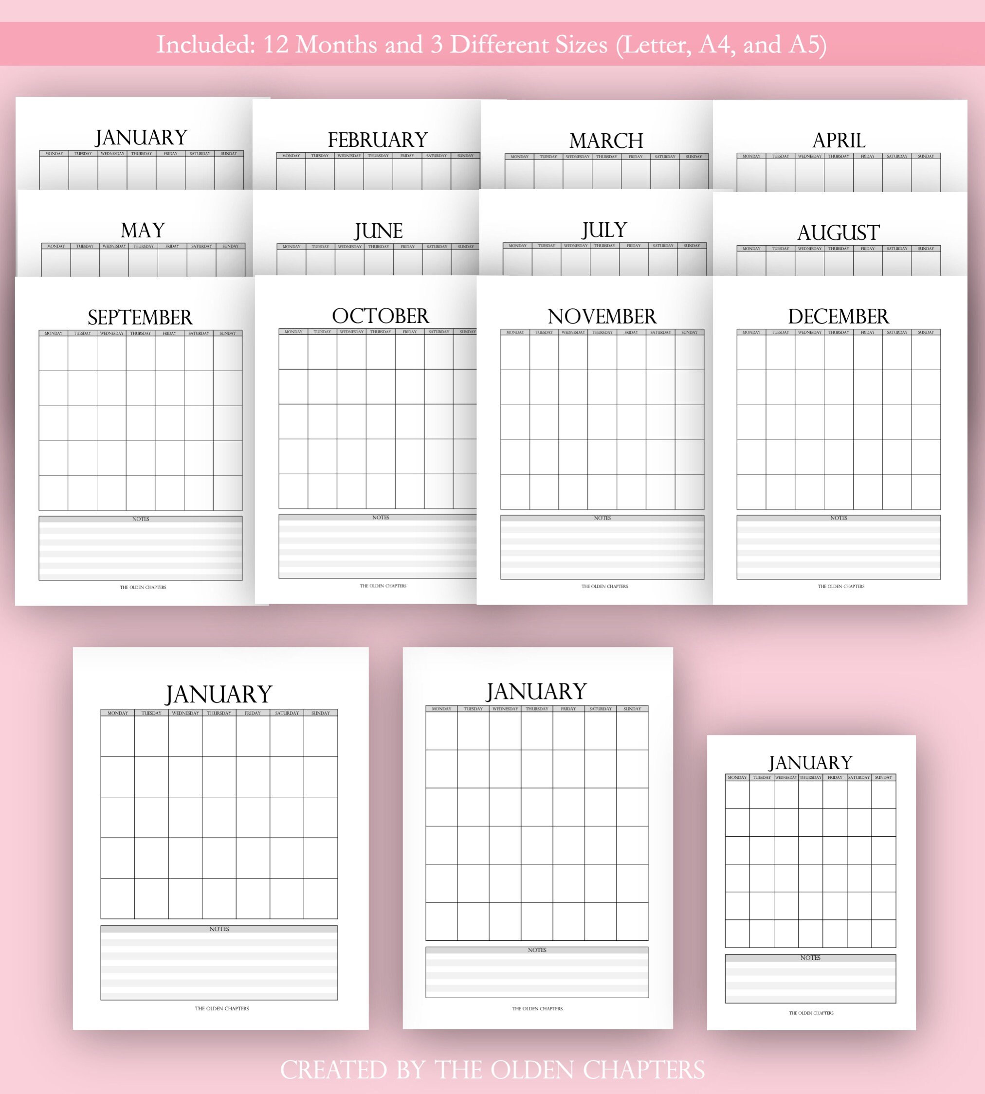 Undated Month on One Page Printable Calendar | Monthly Calendar ...