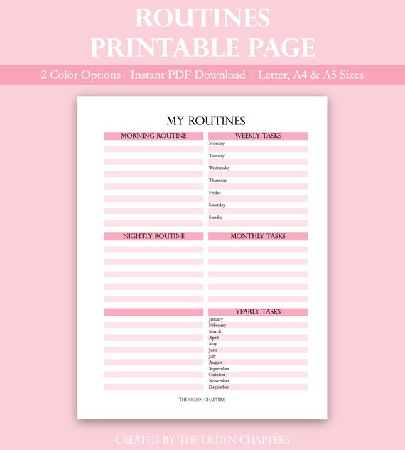 Printable Routines Page Routines Planner Planner Insert | Etsy