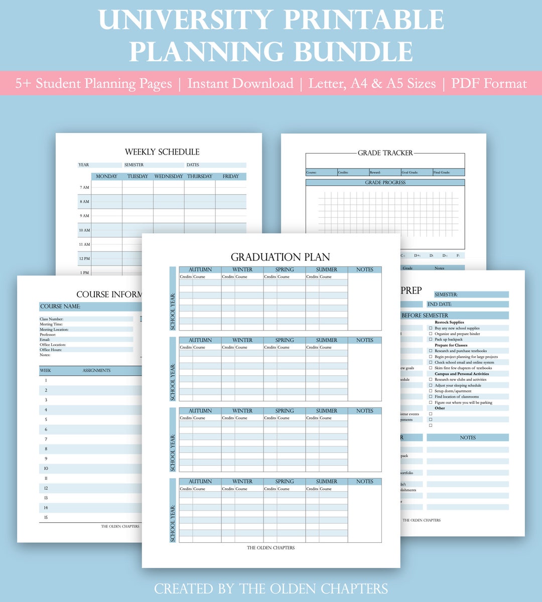 University Planning Printable Bundle | Student Planner | Graduation ...