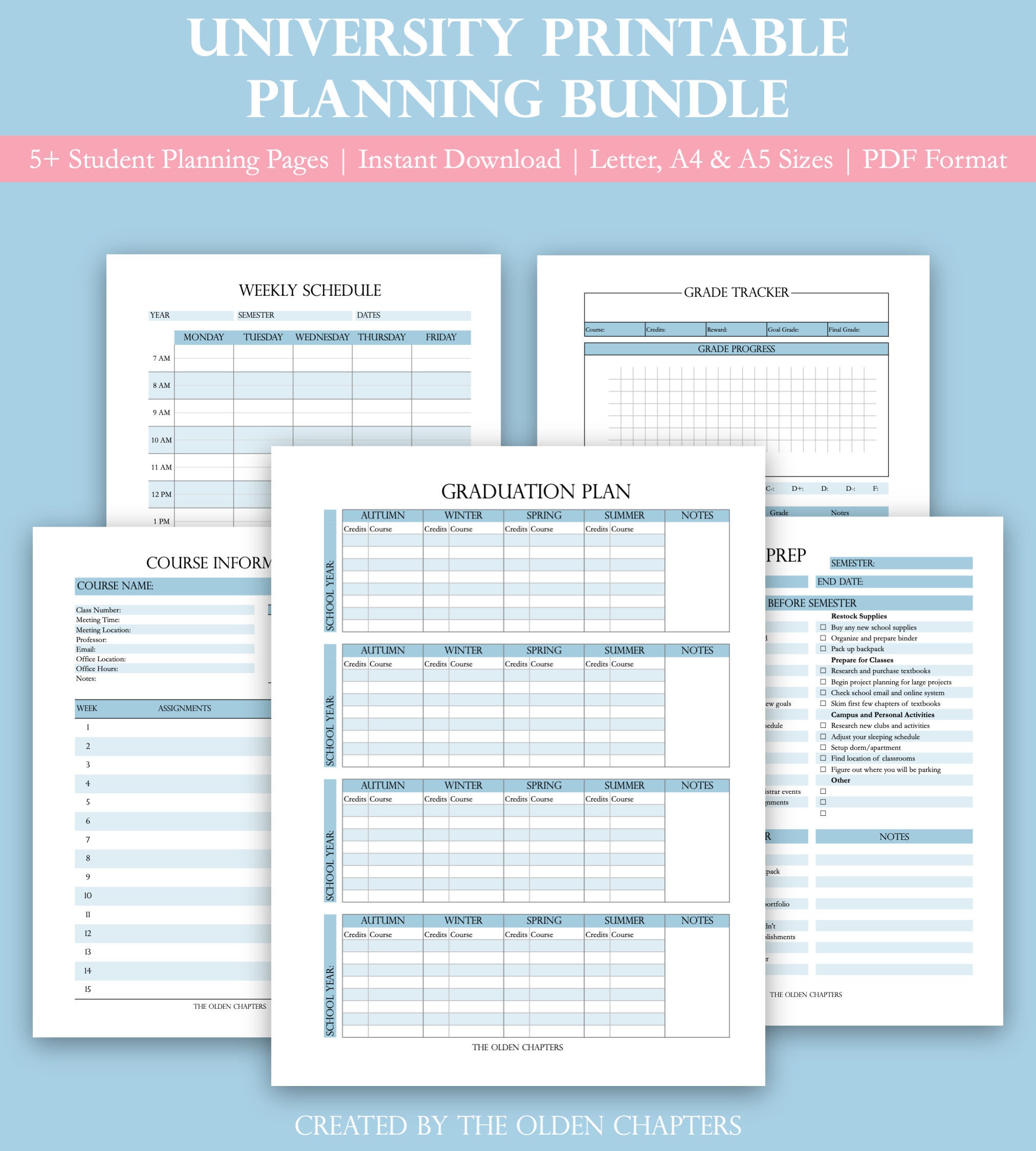University Planning Printable Bundle Student Planner - Etsy Norway