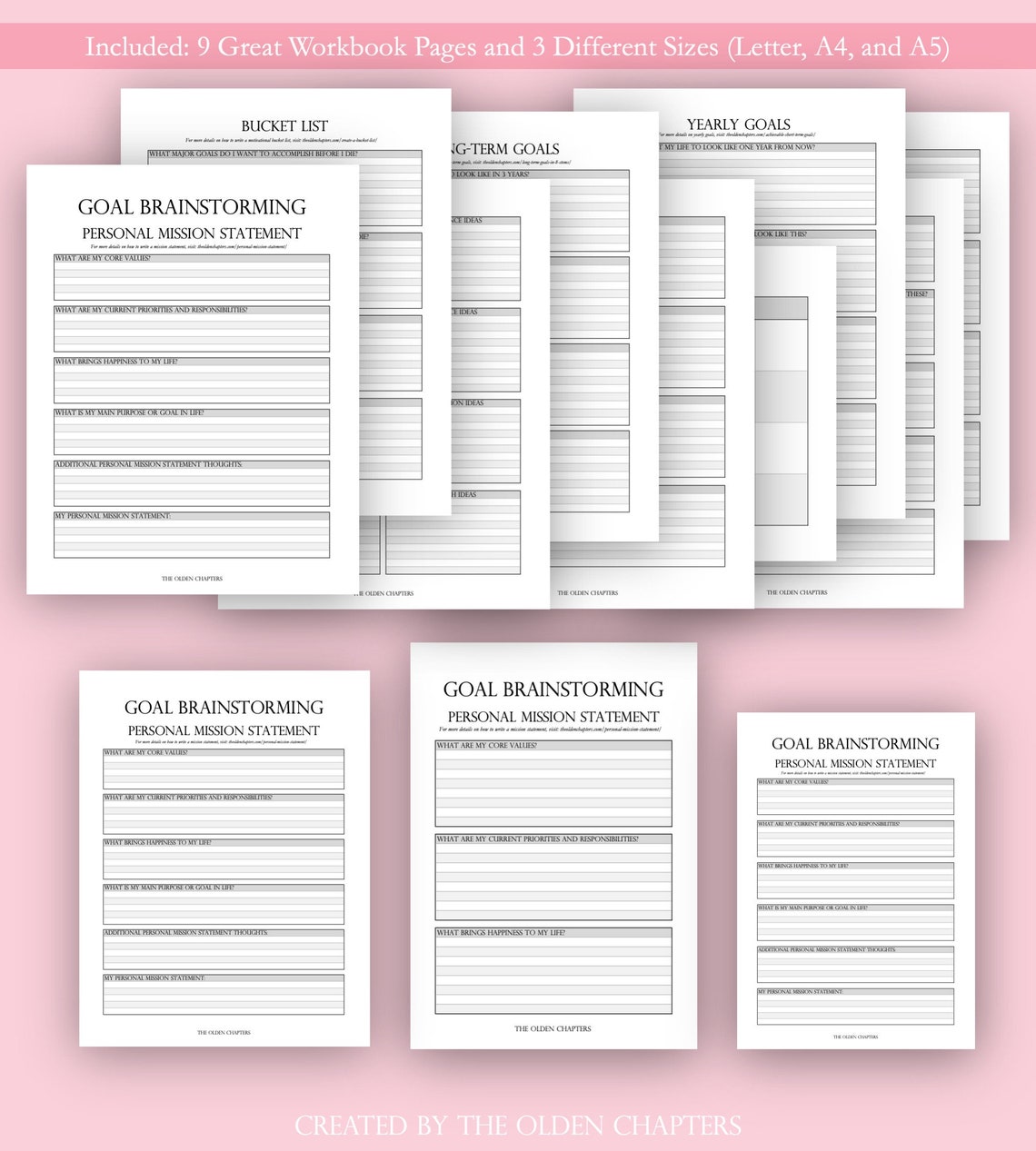 Goal Brainstorming Worksheet Printable Bundle Goal Worksheet Goal ...