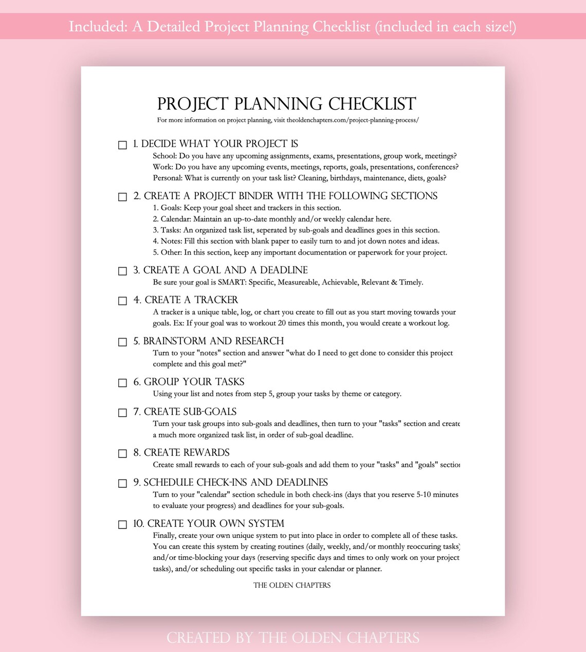 Project Planner Printable | Digital Project Planner | Project Planning ...