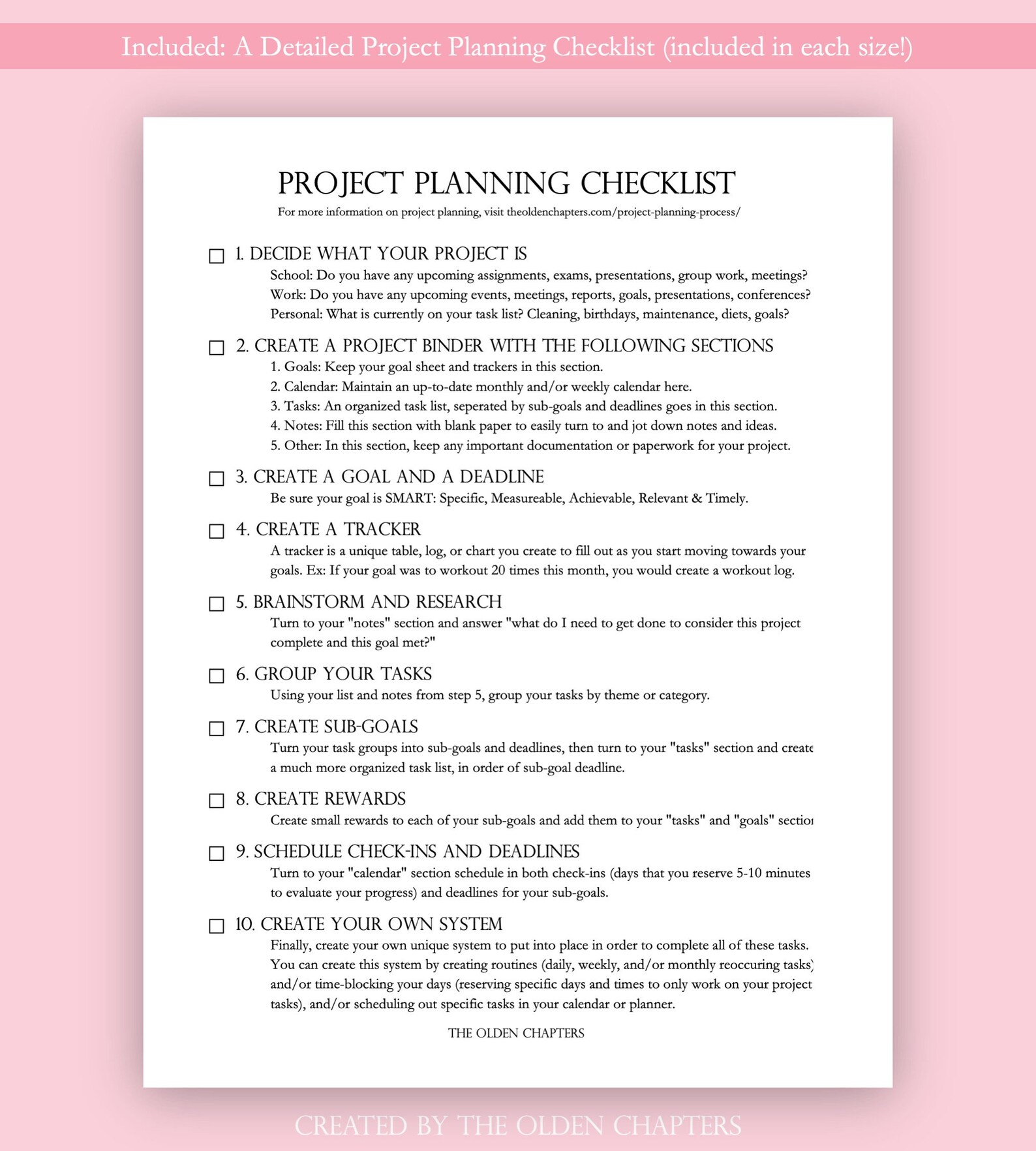 Project Planner Printable | Digital Project Planner | Project Planning ...