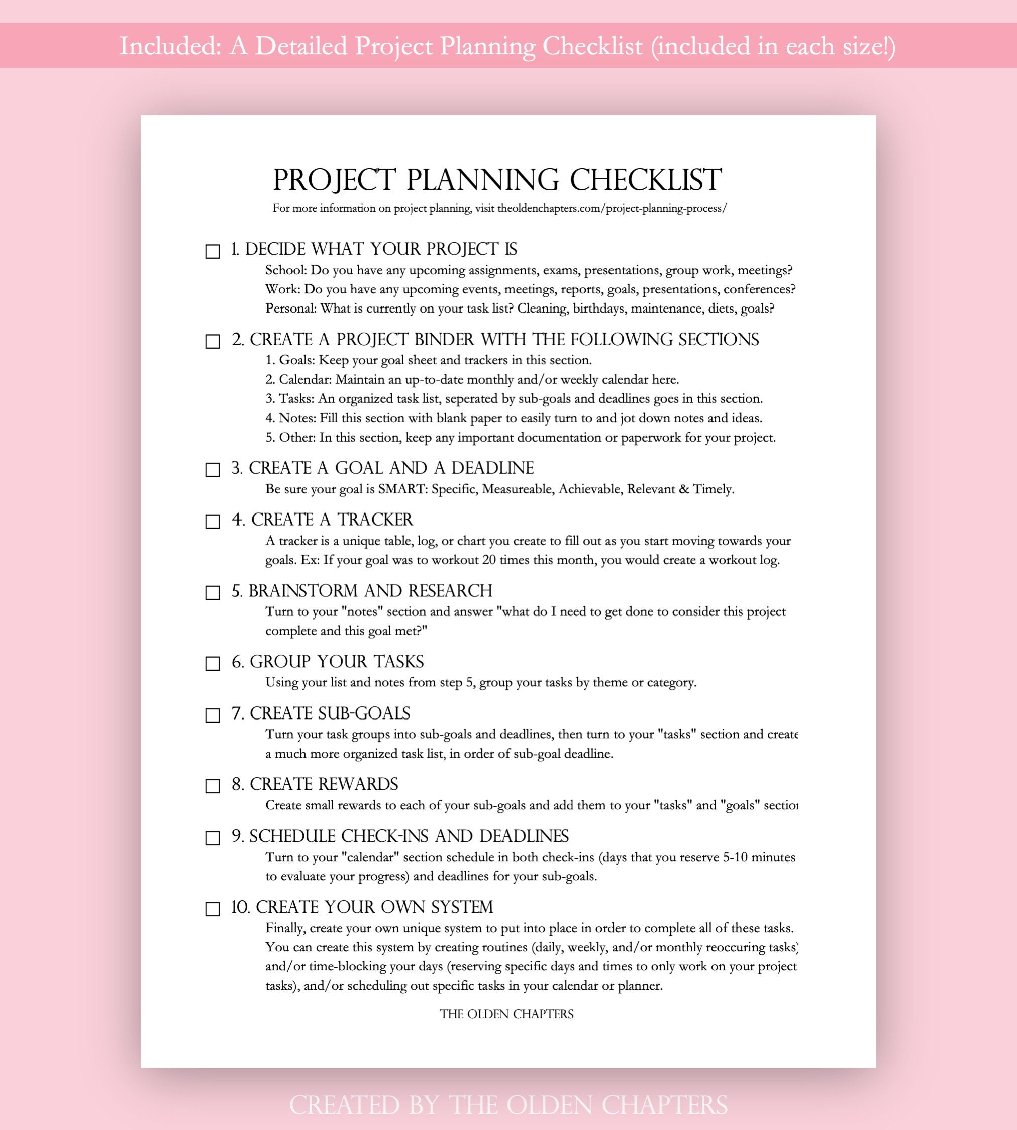 Project Planner Printable | Digital Project Planner | Project Planning ...