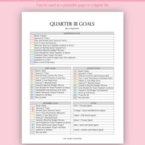 Quarter 3 Goal Printable Bundle | Quarterly Goal Planner | Digital Goal ...