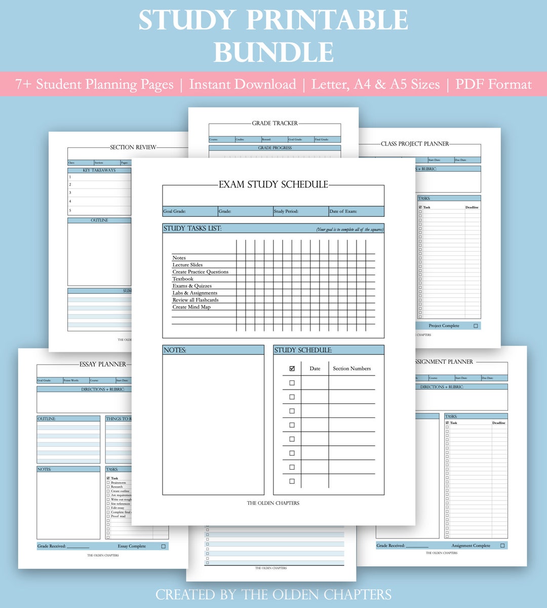 Study Printable Bundle | Student Study Planner | Assignment Tracker ...
