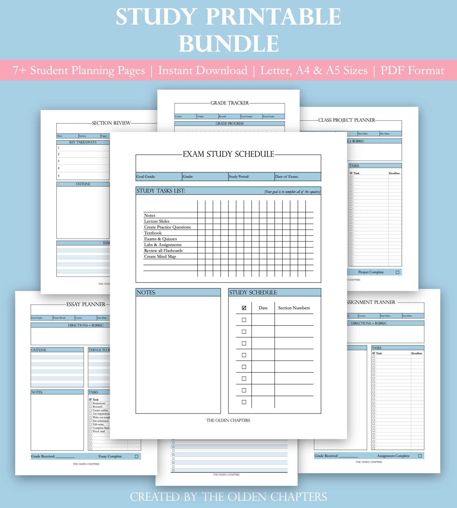 Study Printable Bundle | Student Study Planner | Assignment Tracker ...