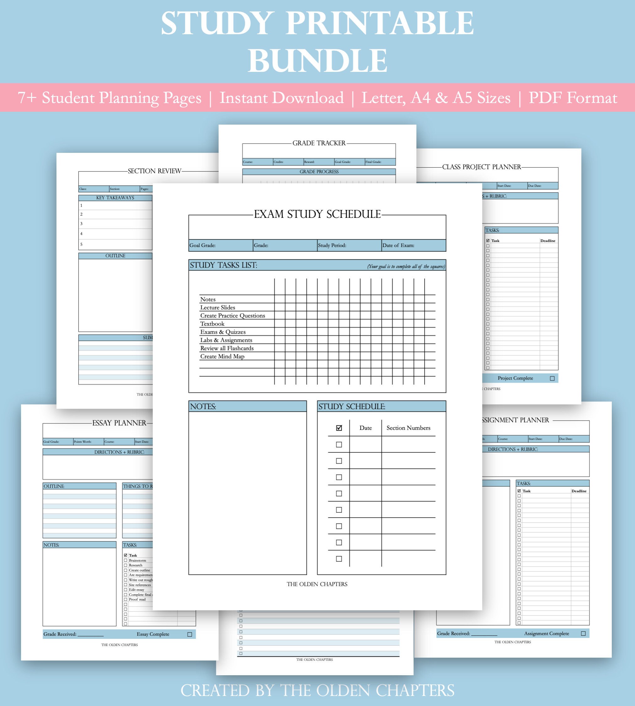 Study Printable Bundle | Student Study Planner | Assignment Tracker ...