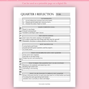 Quarterly Goal Review Printable Worksheets | Quarterly Review Printable ...