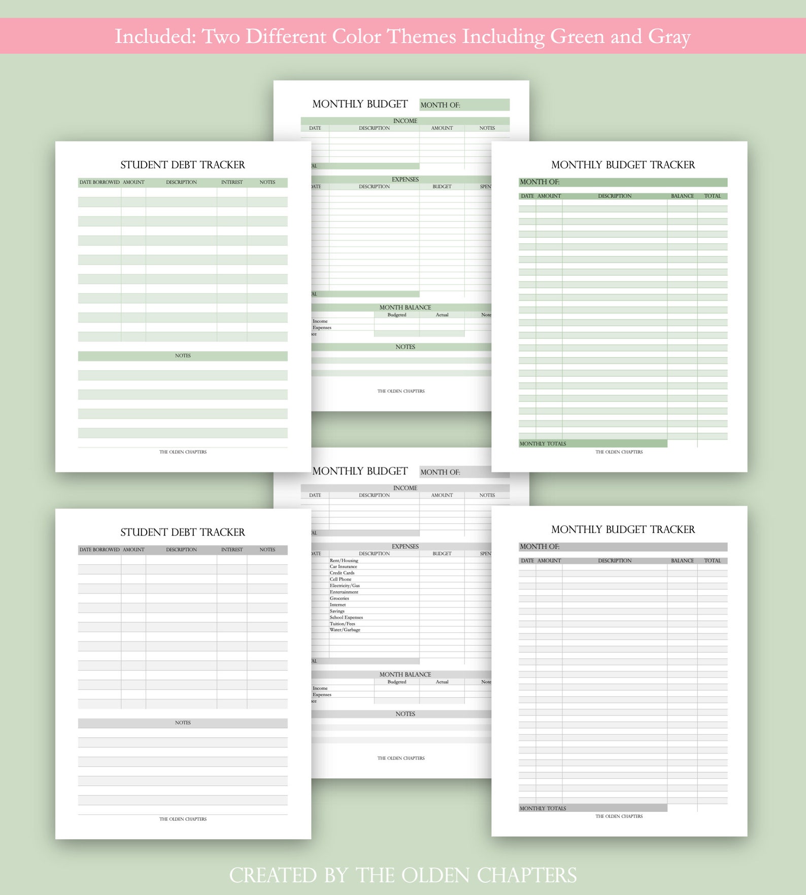 Student Financial Printable Bundle | Financial Planner | Budget Sheets ...