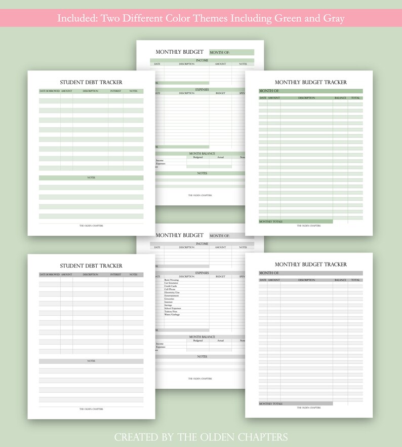 Student Financial Printable Bundle | Financial Planner | Budget Sheets ...