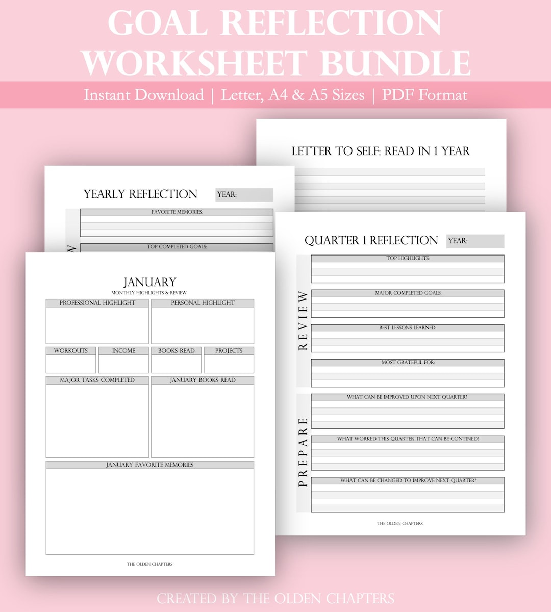 Goal Reflection Worksheet Printable Bundle | Goal Worksheet | Digital ...