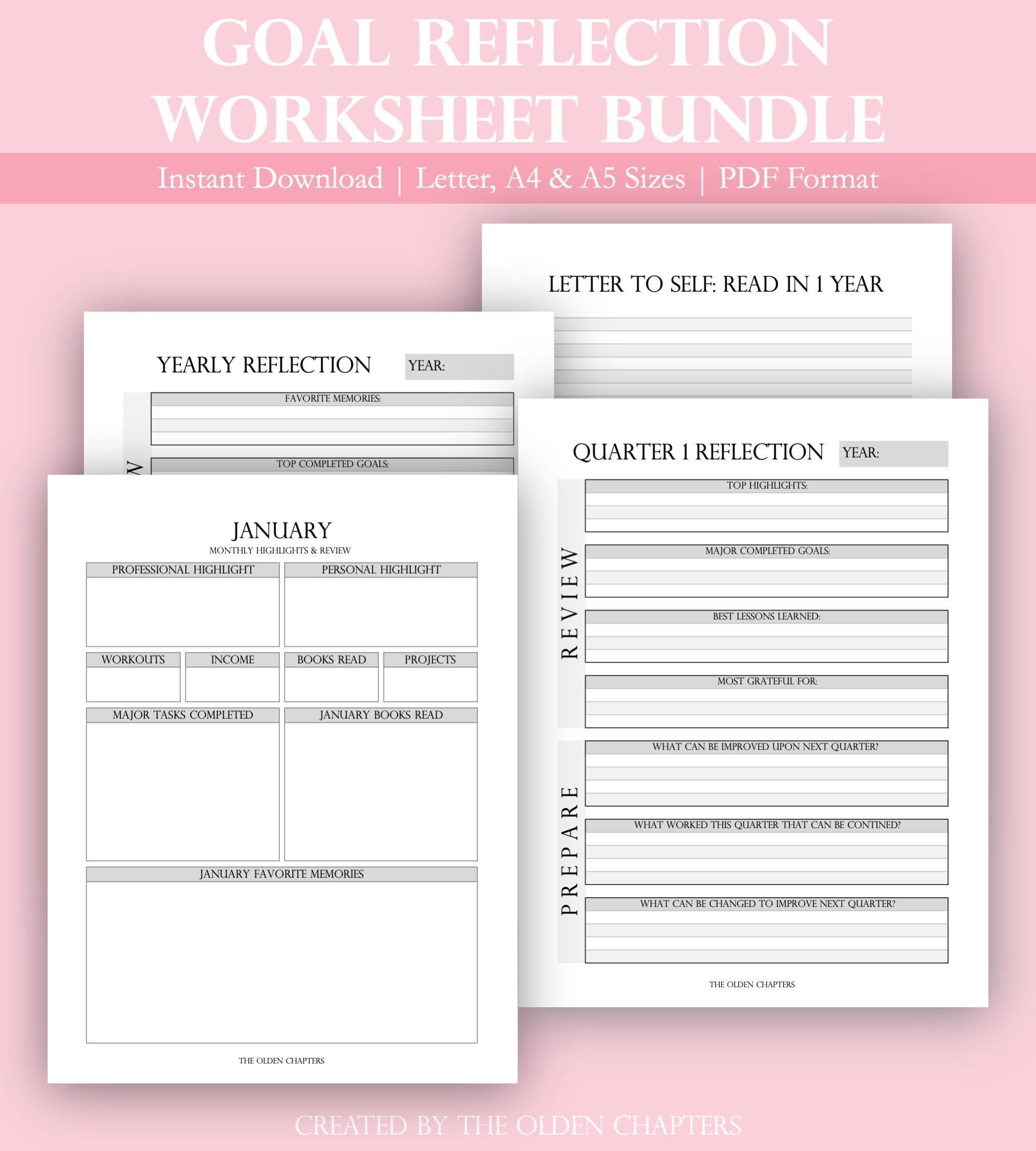 Goal Reflection Worksheet Printable Bundle | Goal Worksheet | Digital ...