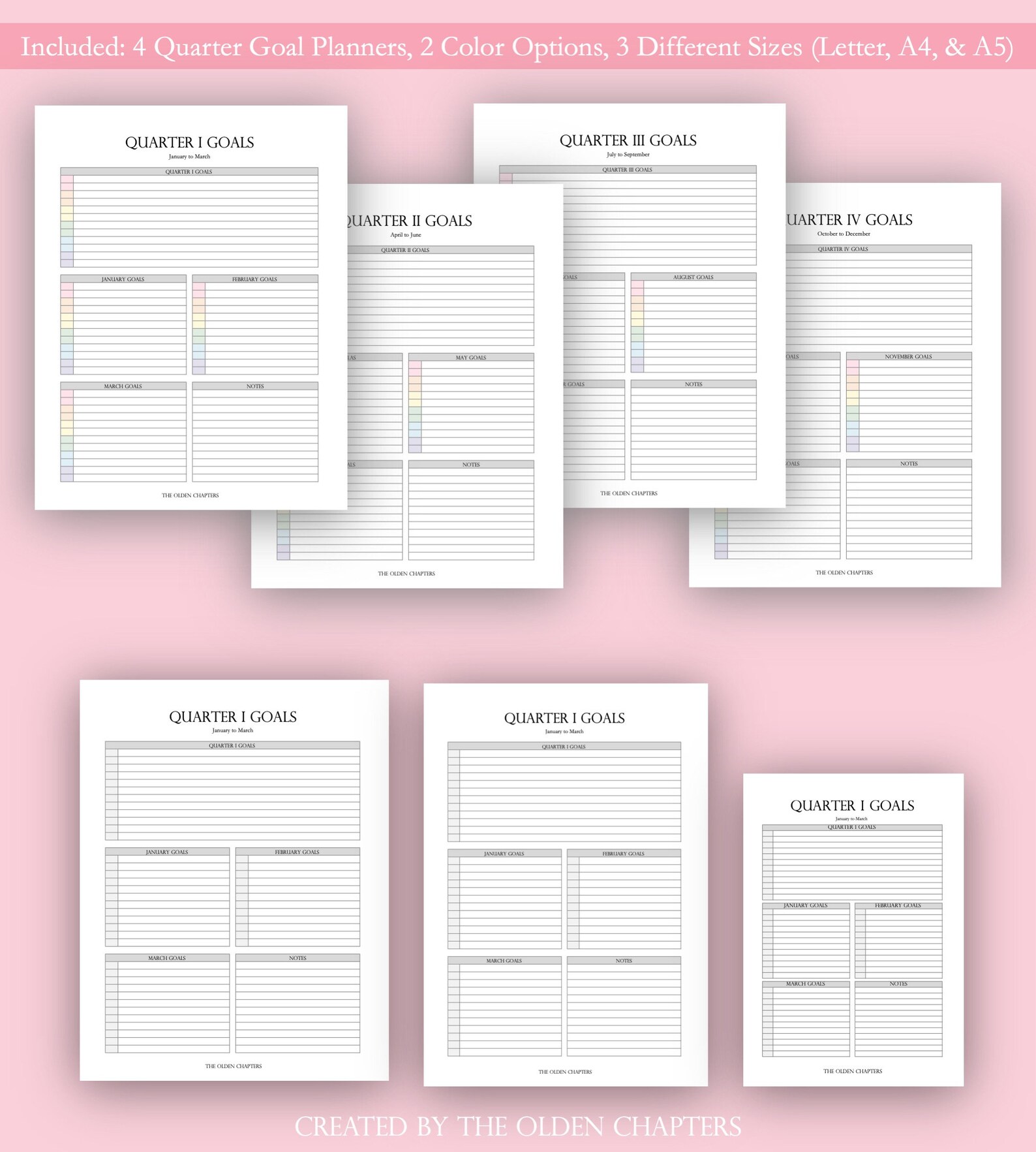 Quarterly Goals Printable Bundle | Quarterly Goal Planner | Digital ...