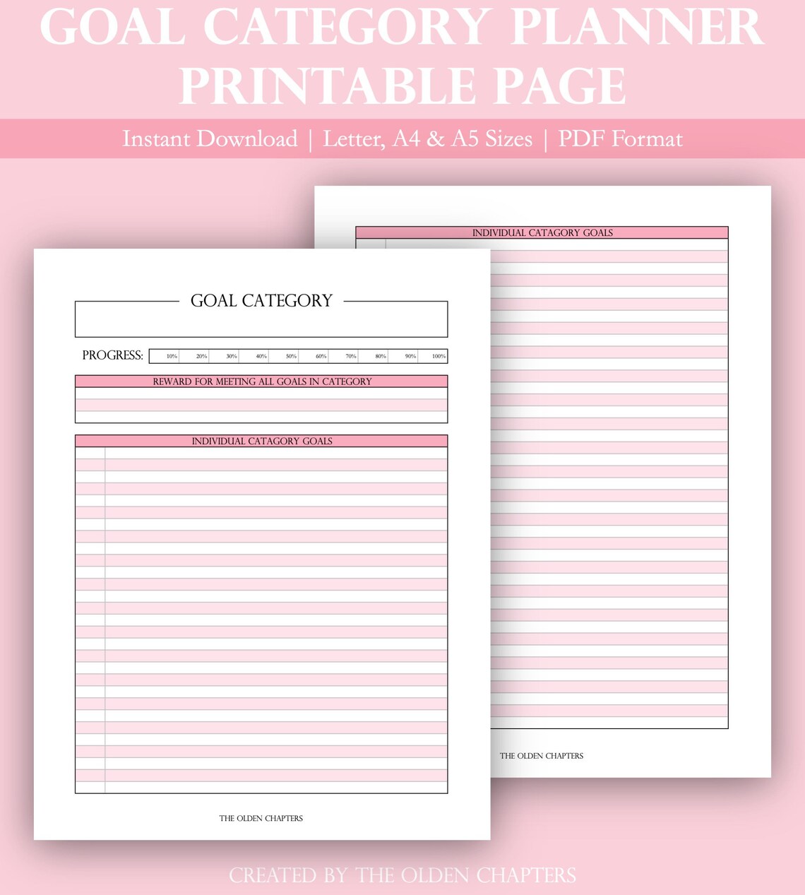 Goal Category Planner Printable Page | Goal Printable | Goal Setting ...