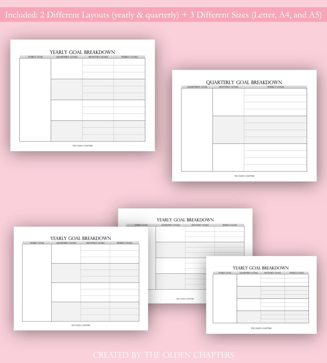 Goal Breakdown Worksheet | Yearly Goals | Quarterly Goals | Goal ...