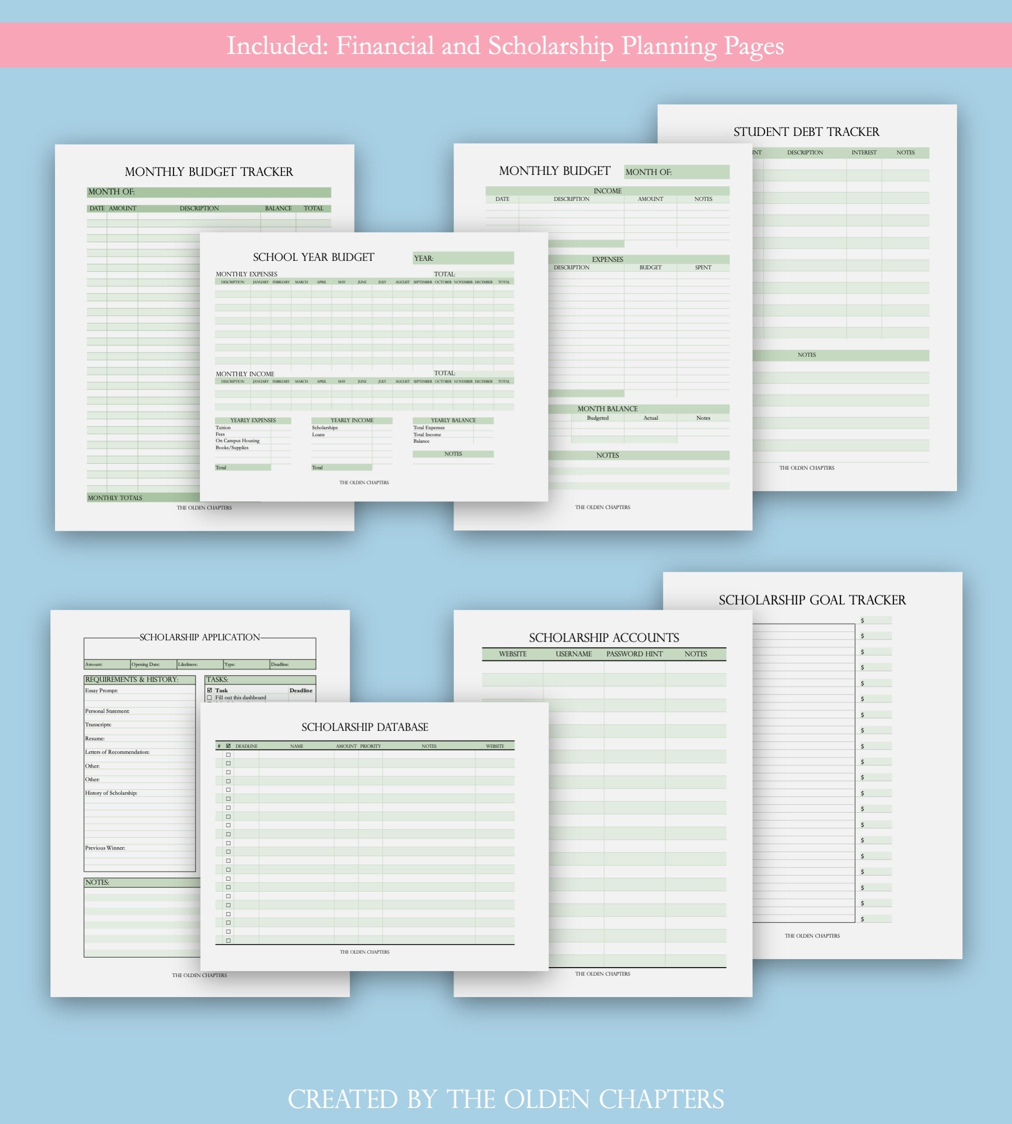 Student Printable Planner Undated College Student Planner Academic High ...
