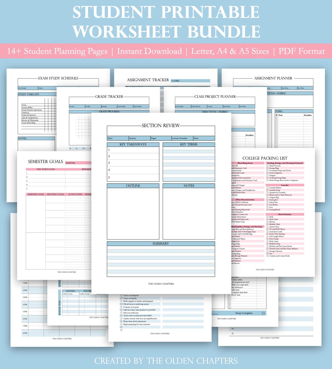 Ultimate Student Printable Worksheet Bundle | Student Planner | Study ...