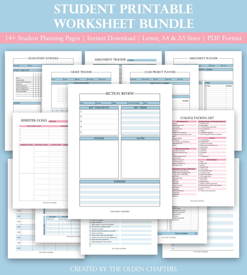 Ultimate Student Printable Worksheet Bundle | Student Planner | Study ...