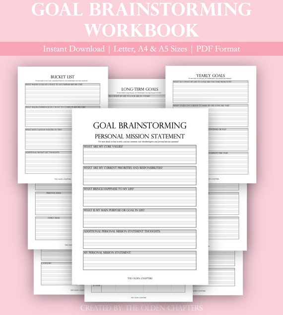 Goal Brainstorming Workbook Printable Goal Setting Workbook | Etsy
