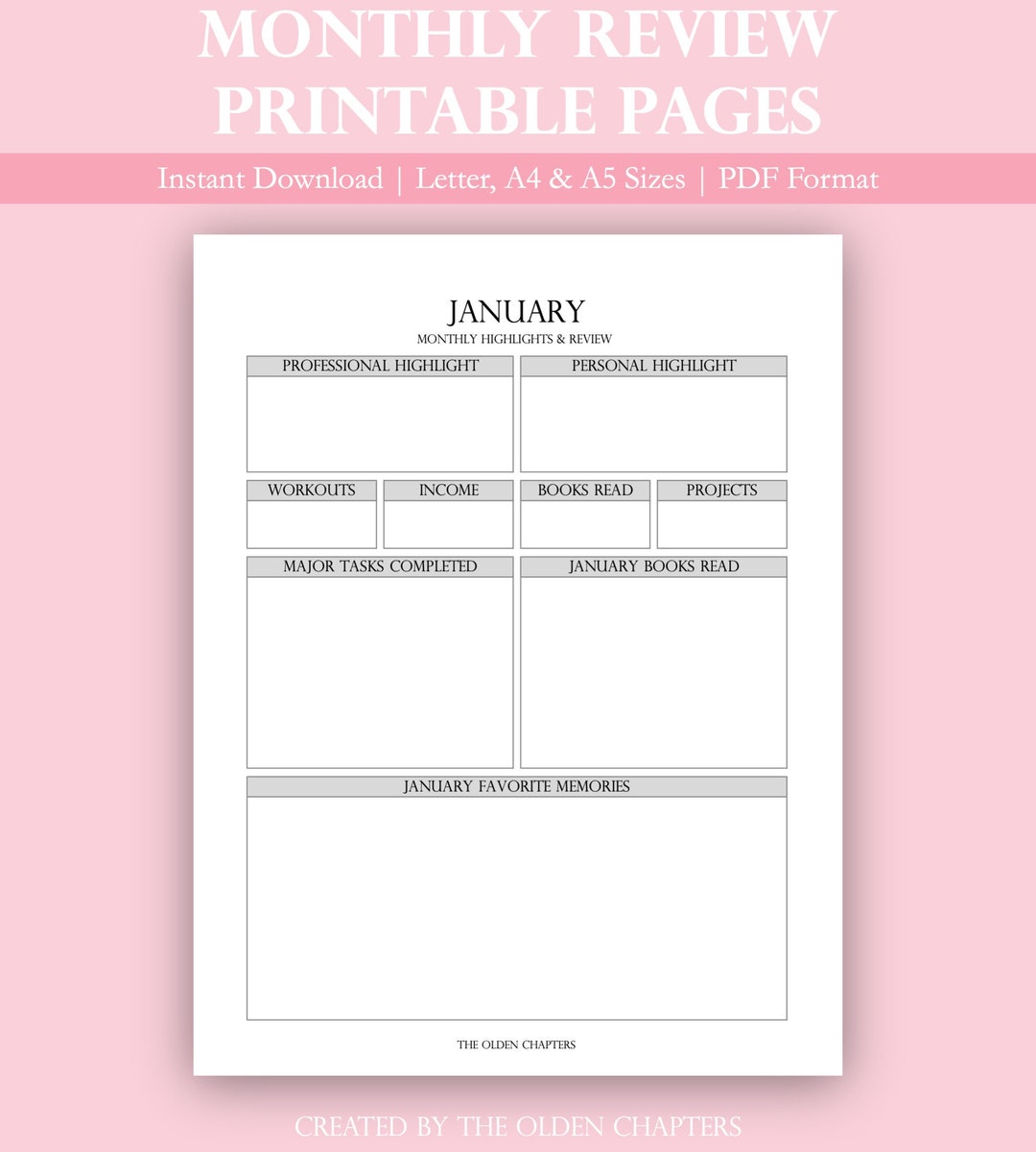 Monthly Goal Reflection Printable Worksheets | Goal Worksheet | Digital ...