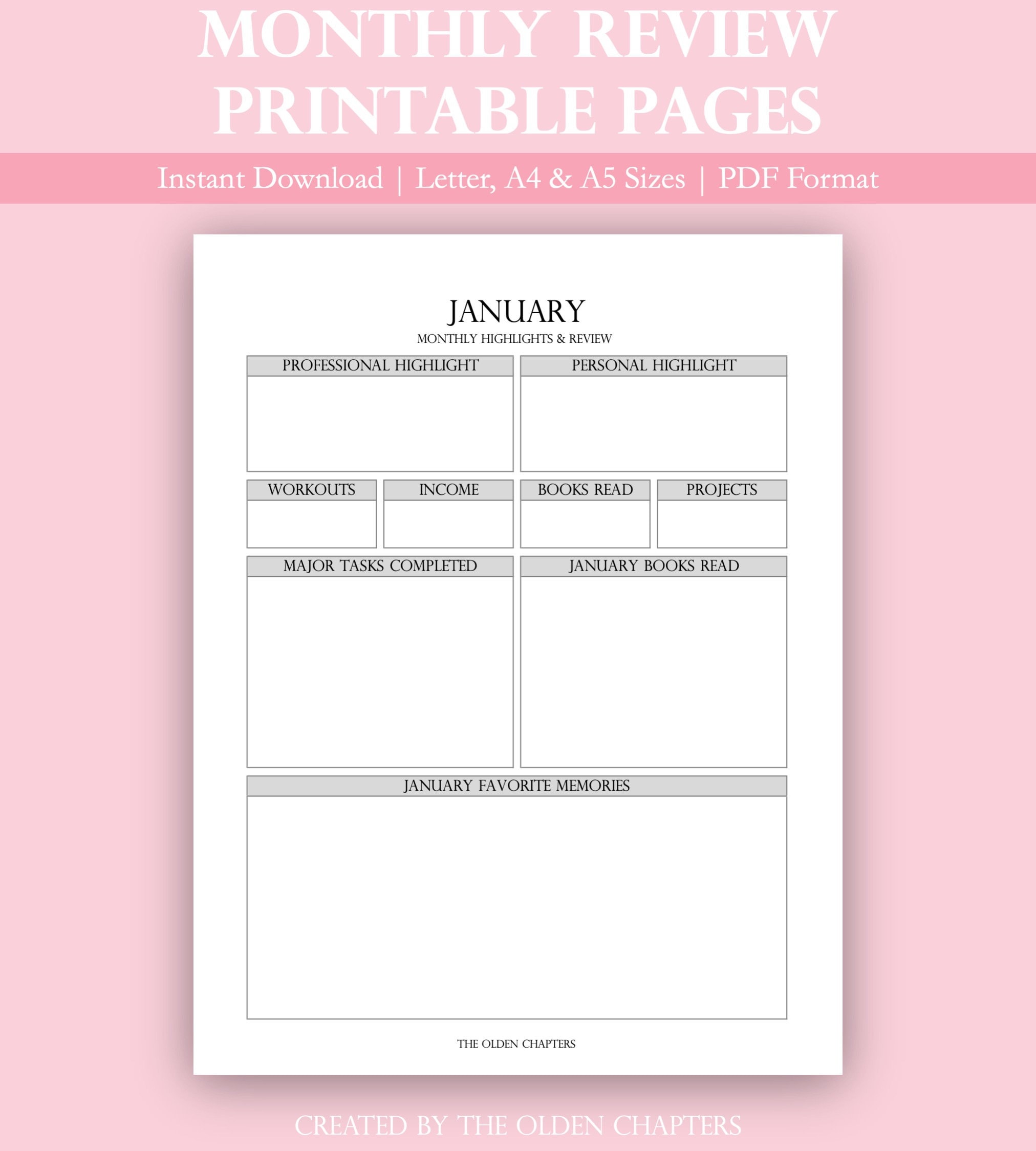 Monthly Goal Reflection Printable Worksheets | Goal Worksheet | Digital ...