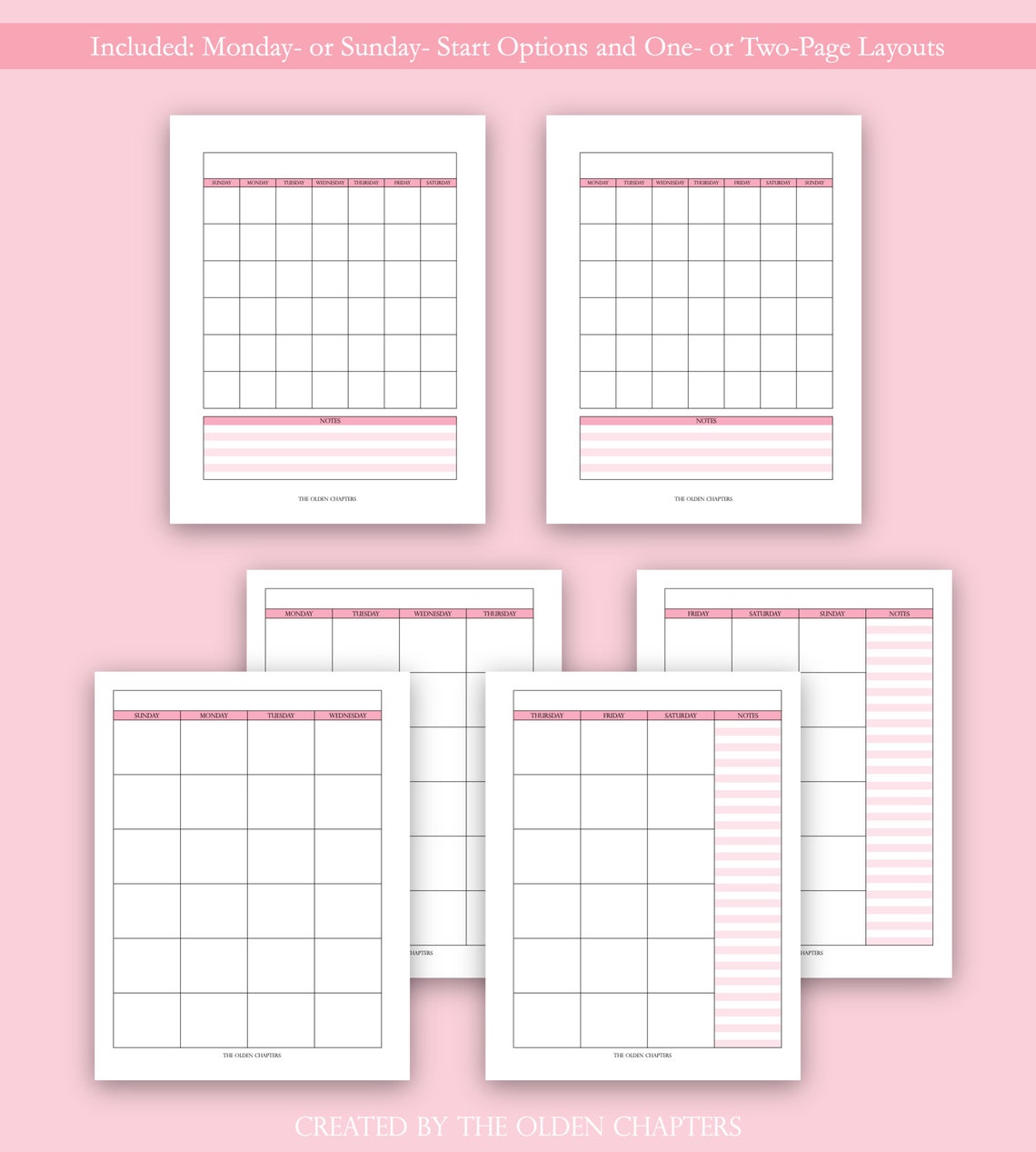 Undated Printable Calendar Bundle Printable Planner Daily - Etsy
