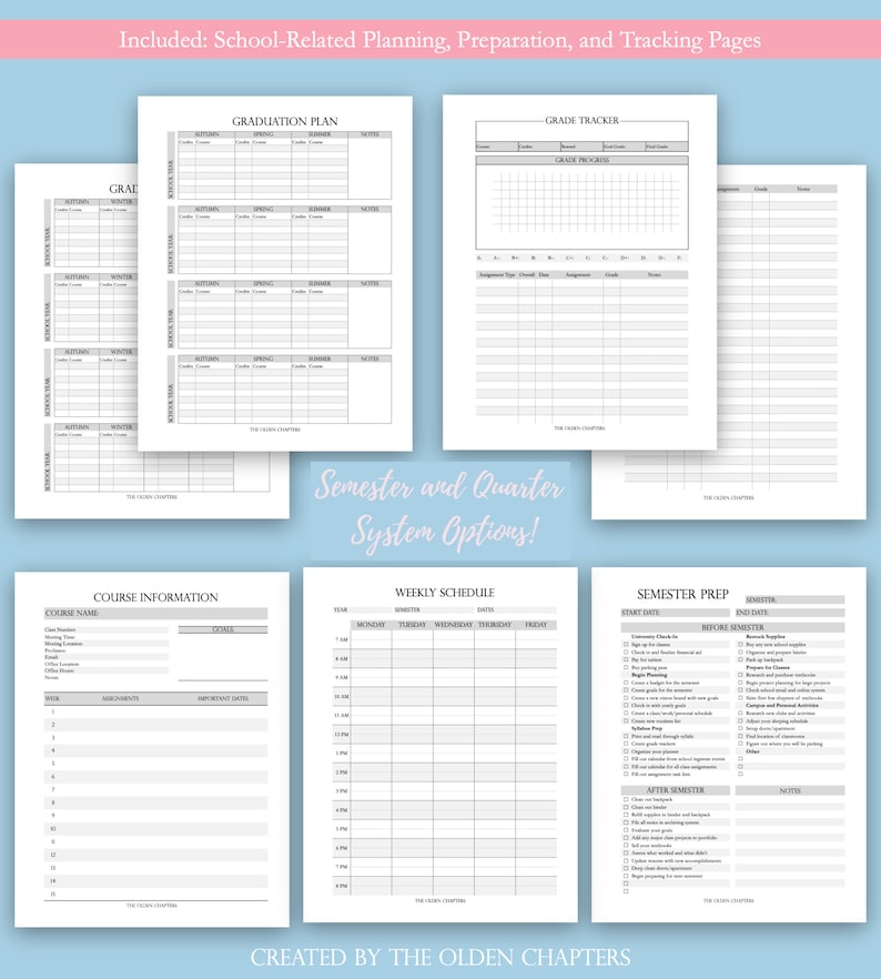 Neutral Printable Student Planner Undated | College Student Planner ...