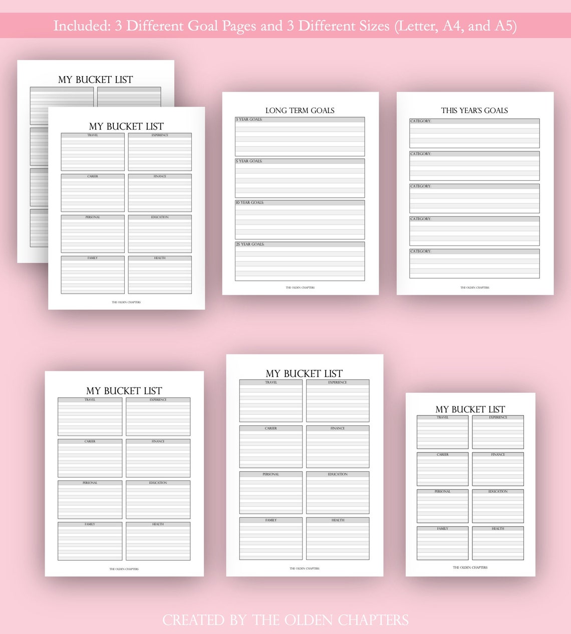 Goal List Printable Bundle | Digital Goal Lists | Goal Setting | Yearly ...